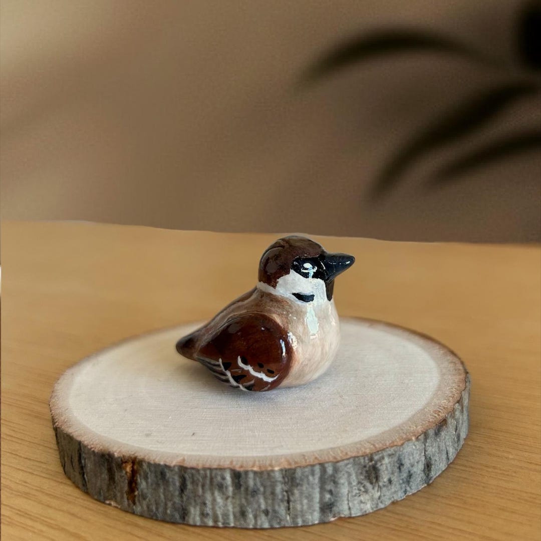 Tiny Clay Sparrow | Original Clay Bird Sculpture | Mini Bird Figure ...
