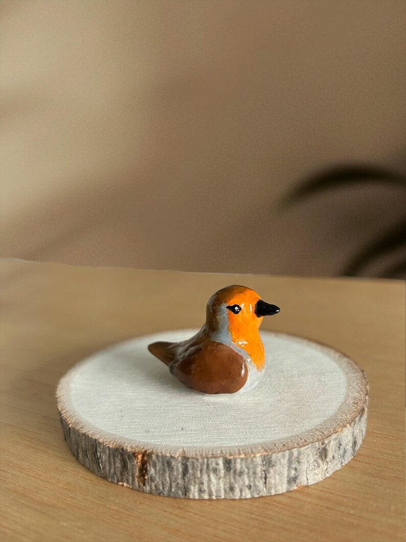 Tiny Clay European Robin | Original Clay Bird Sculpture | Mini Bird ...