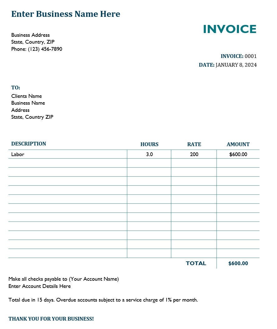 Easy to Edit Invoice Templates - Etsy