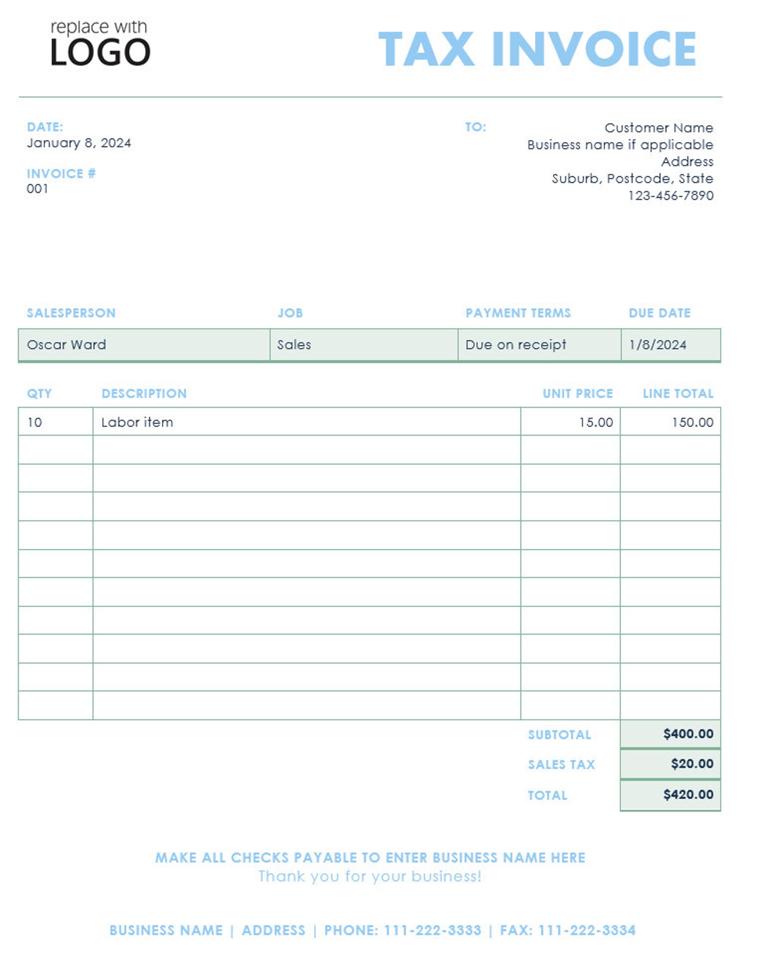 Easy to Edit Invoice Templates - Etsy
