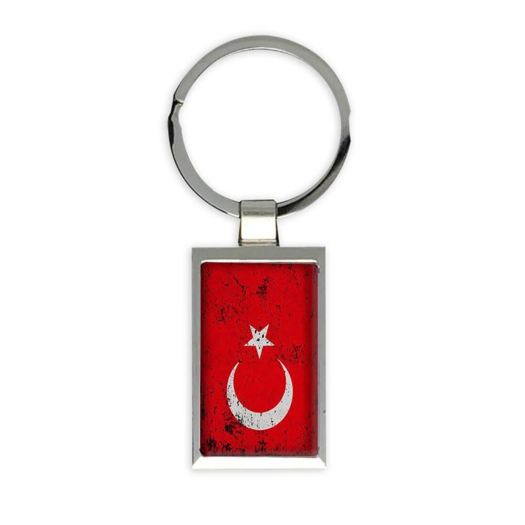 Turkey Gift Rectangular Keychain Flag Retro Artistic Turkish Expat ...