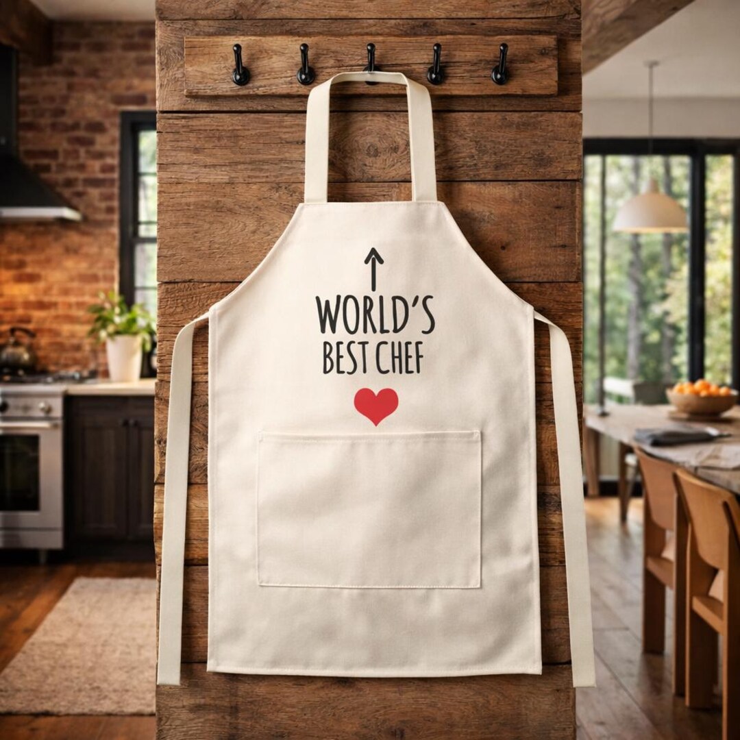 Worlds Best CHEF Apron Gift Heart Love Family Work Christmas Birthday ...