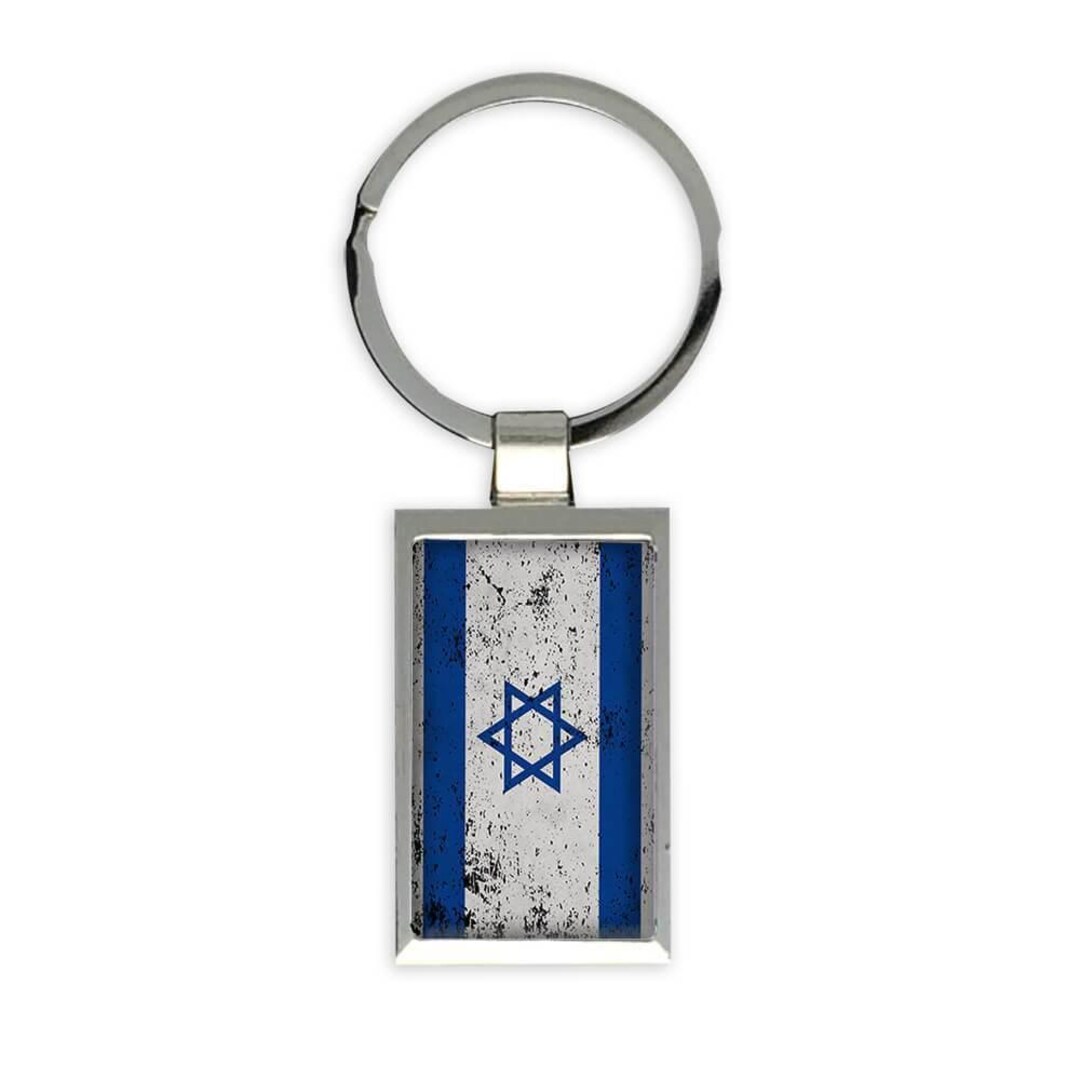 Israel Gift Rectangular Keychain Flag Retro Artistic Israeli Expat ...