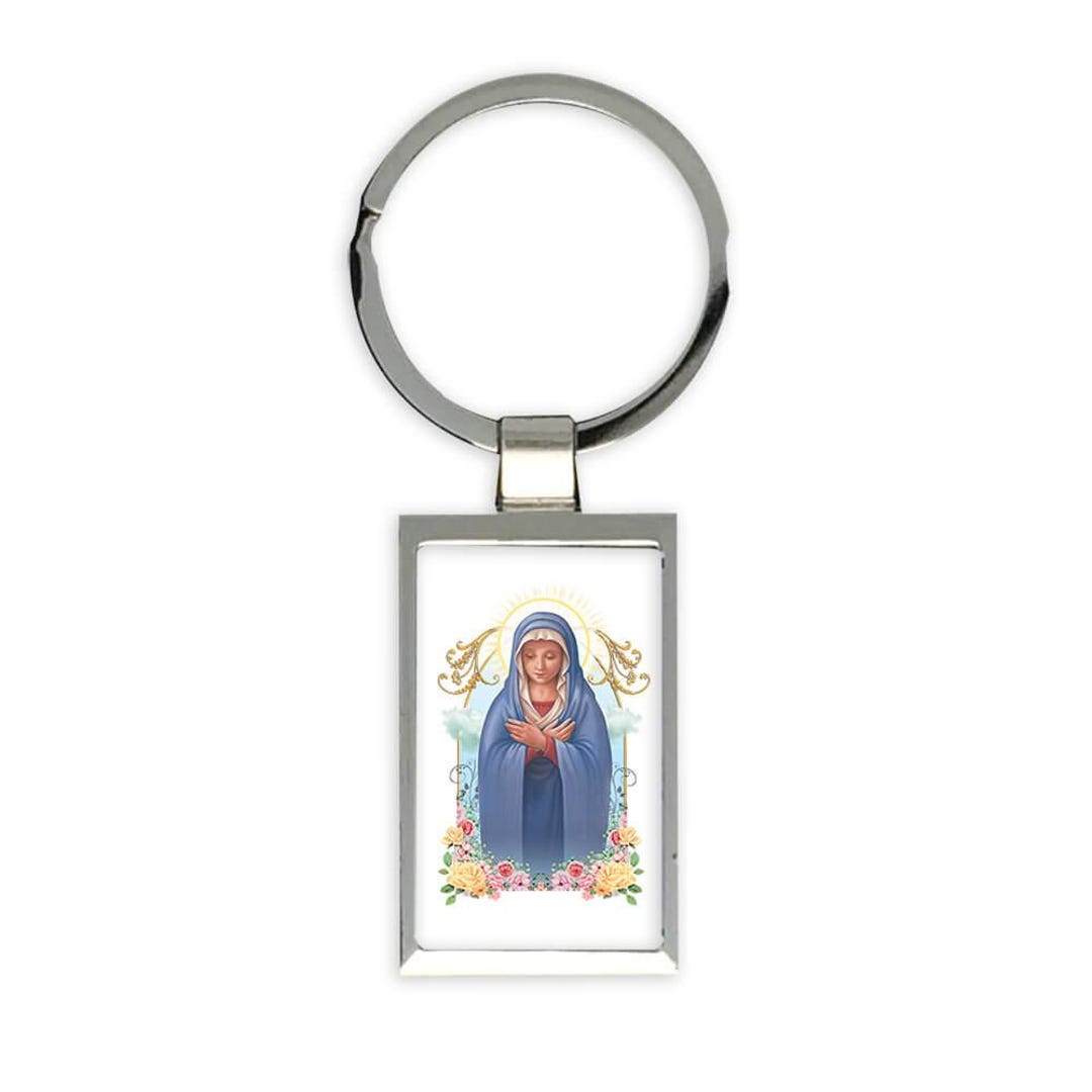 Our Lady Virgin Mary Gift Rectangular Keychain Catholic Saints ...