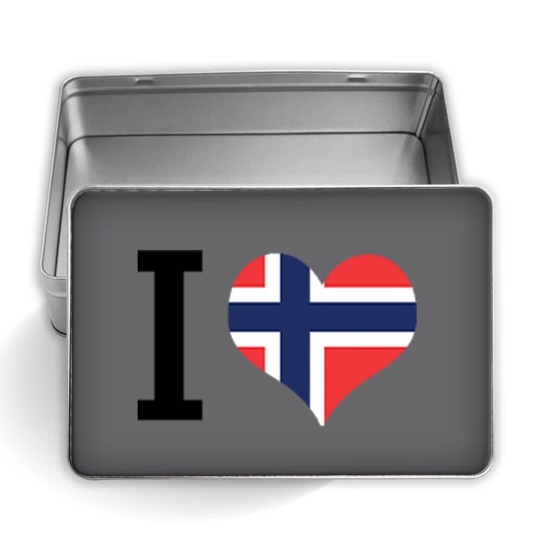 I Love Norway Rectangular Tin Box Gift Flag Heart Crest Country ...