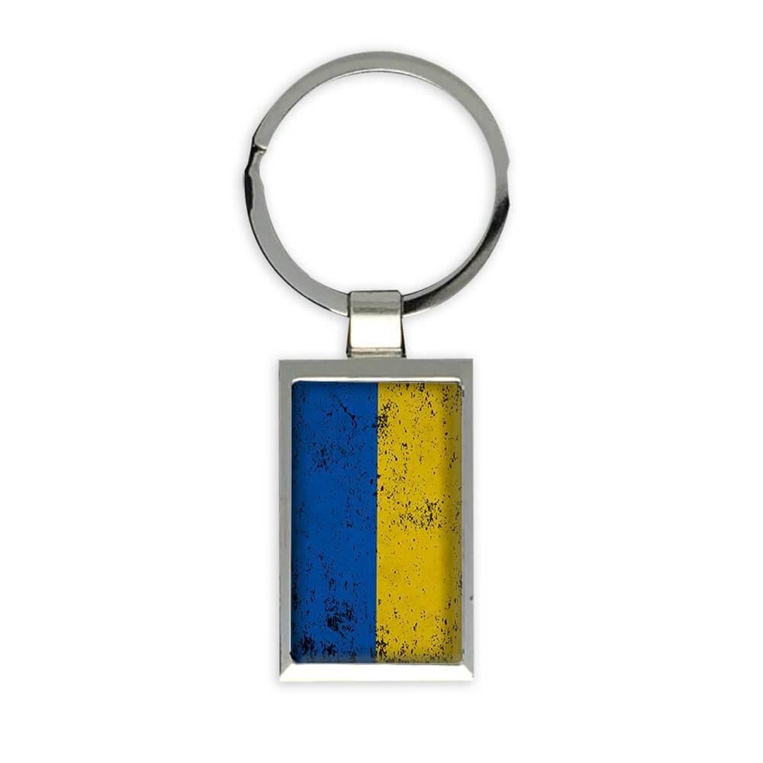 Ukraine Gift Rectangular Keychain Flag Retro Artistic Ukrainian Expat ...
