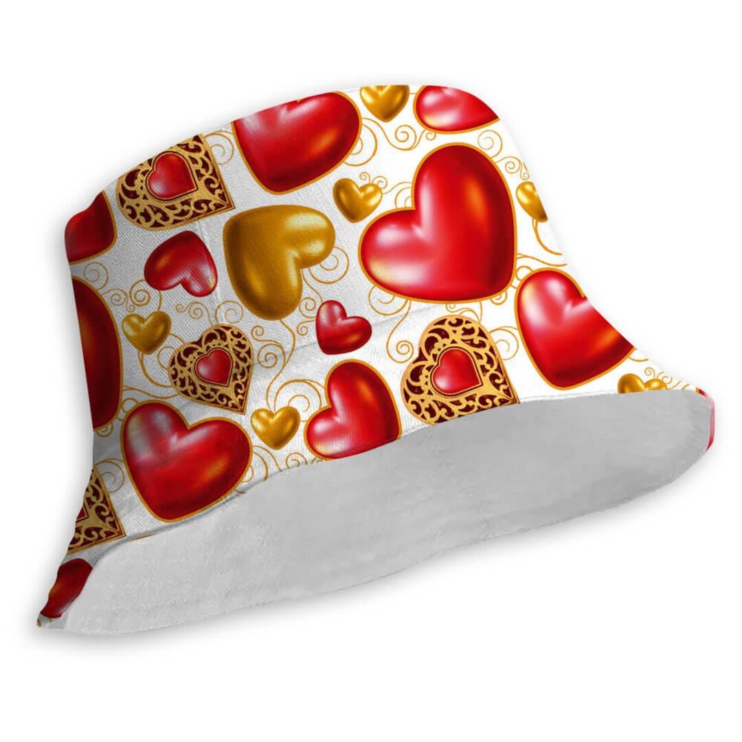 Heart Bucket Hat Gift Valentines Day Love Romantic Girlfriend Wife ...