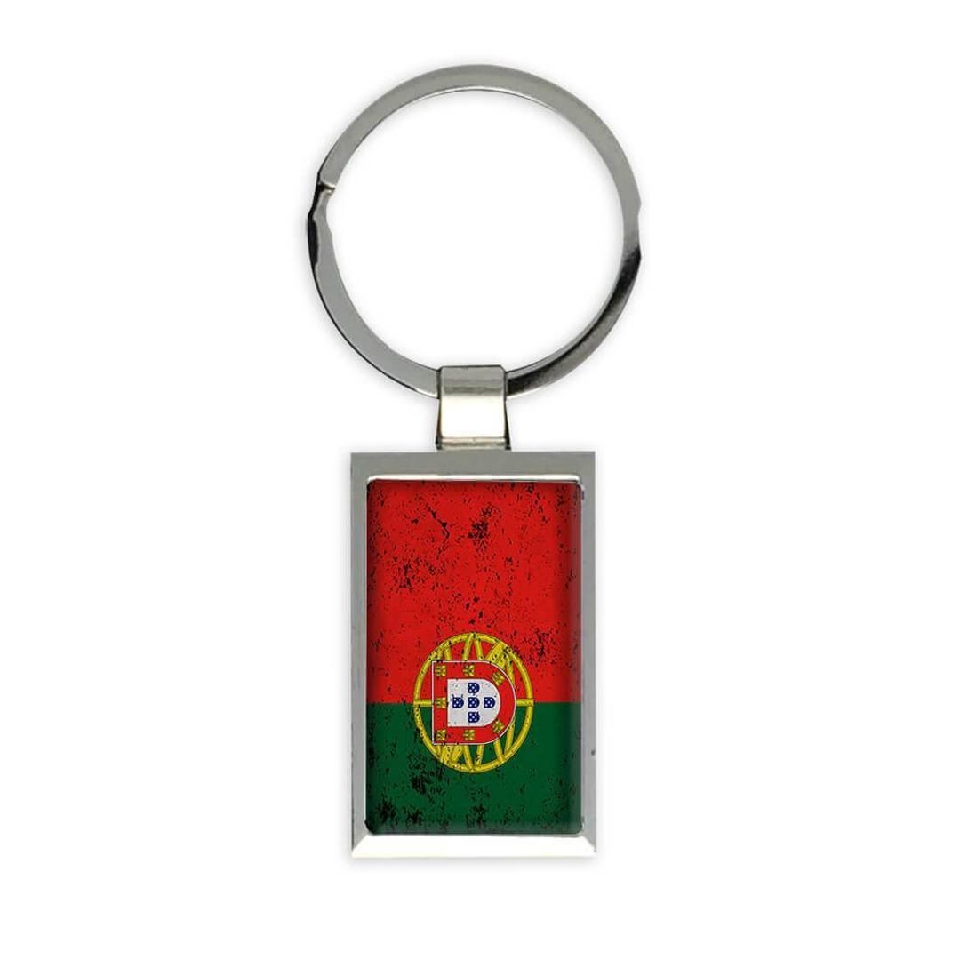 Portugal Gift Rectangular Keychain Flag Retro Artistic Portuguese Expat ...