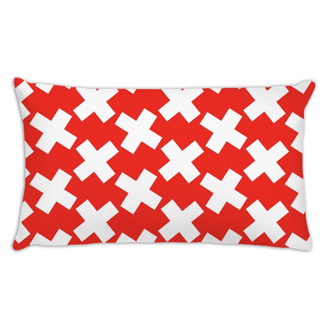 Seamless Swiss Flag Switzerland Rectangular Premium Throw Pillow Gift ...