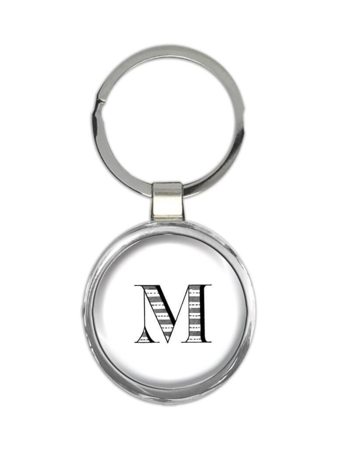 Monogram Letter M Gift Round Keychain Name Initial Alphabet ABC - Etsy