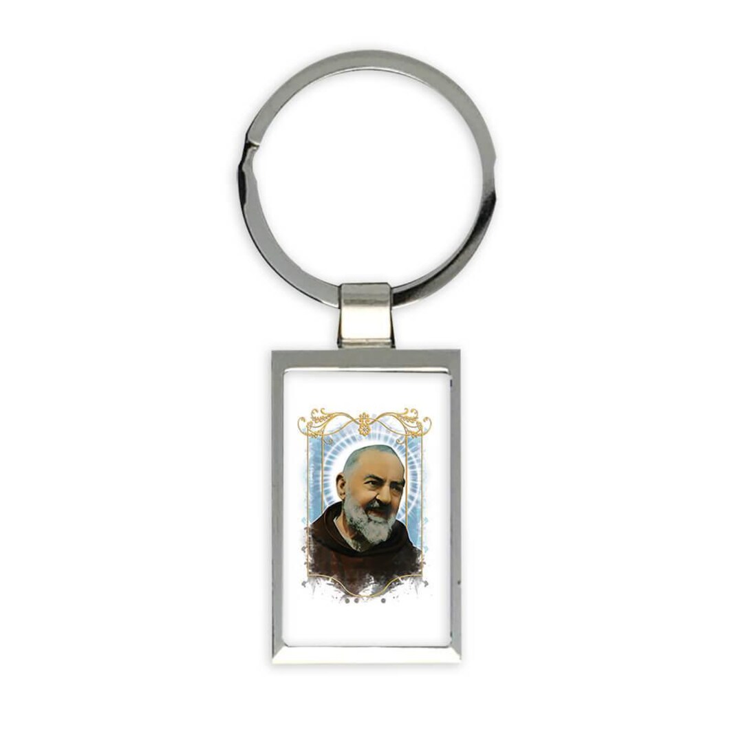 Saint Pio of Pietrelcina Gift Rectangular Keychain Catholic Religious ...