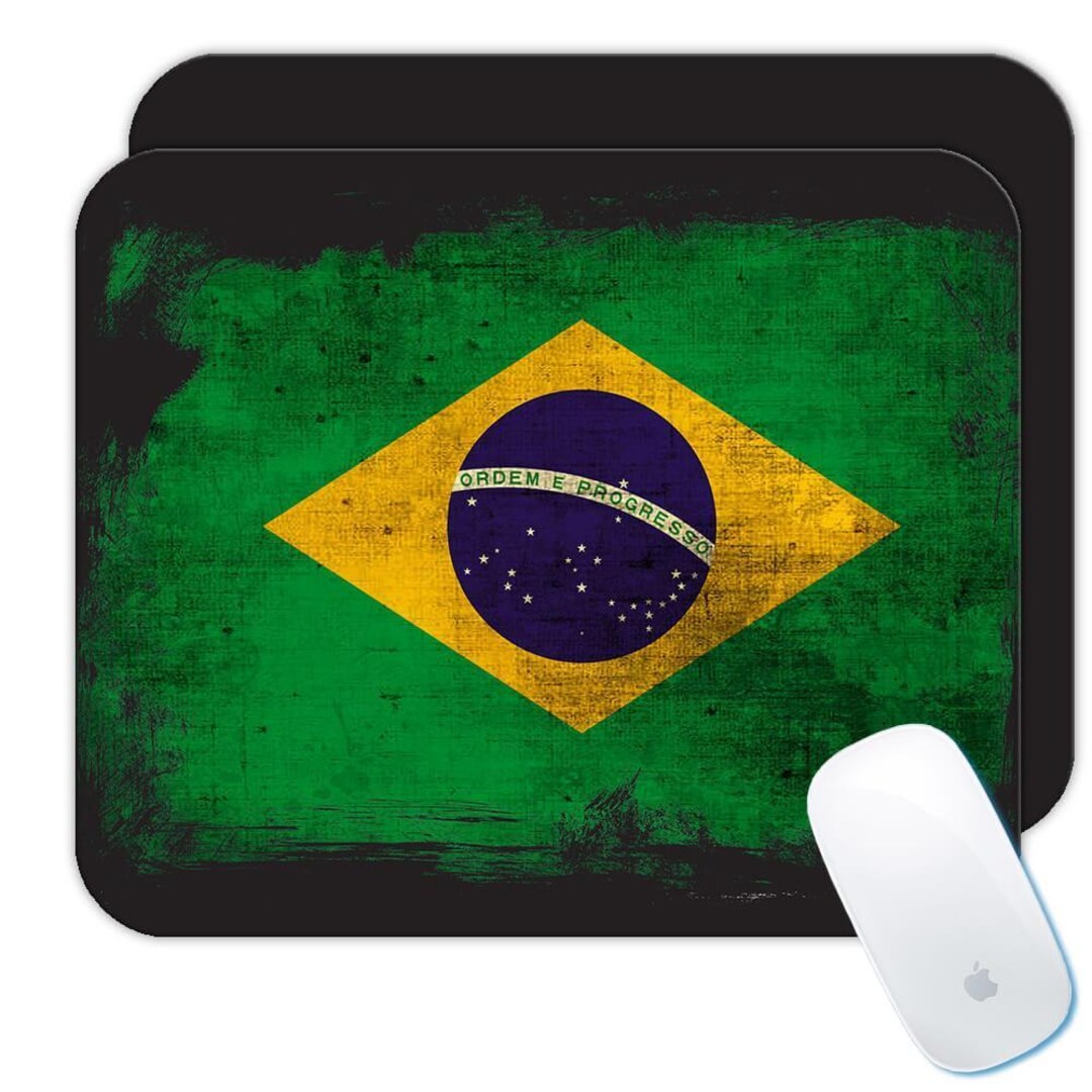 Brazil Mousepad Gift Distressed Flag Vintage Brazilian Expat Country - Etsy