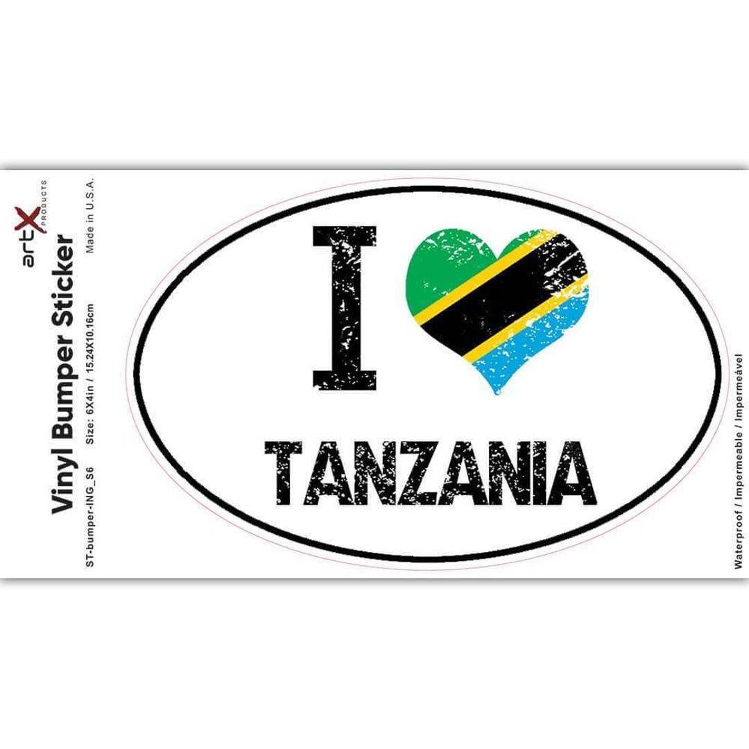 I Love Tanzania Sticker Gift Heart Flag Country Crest Tanzanian Expat ...