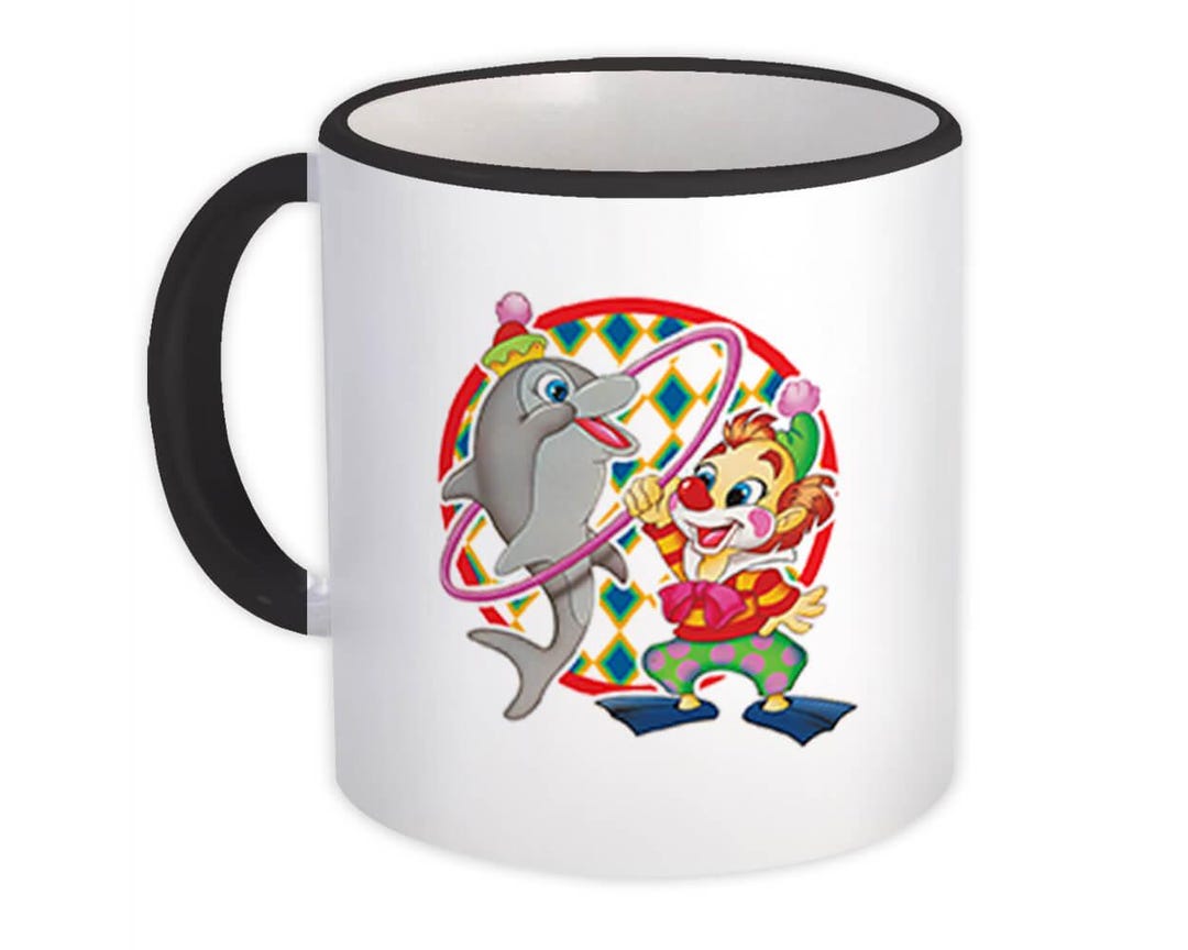Circus Clown Dolphin Mug Gift Kids Birthday Cute Art Print Children ...