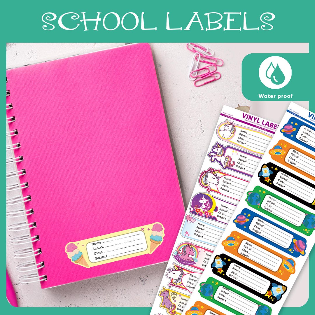 Custom Die Cut School Labels Identification Personalized Back to School ...