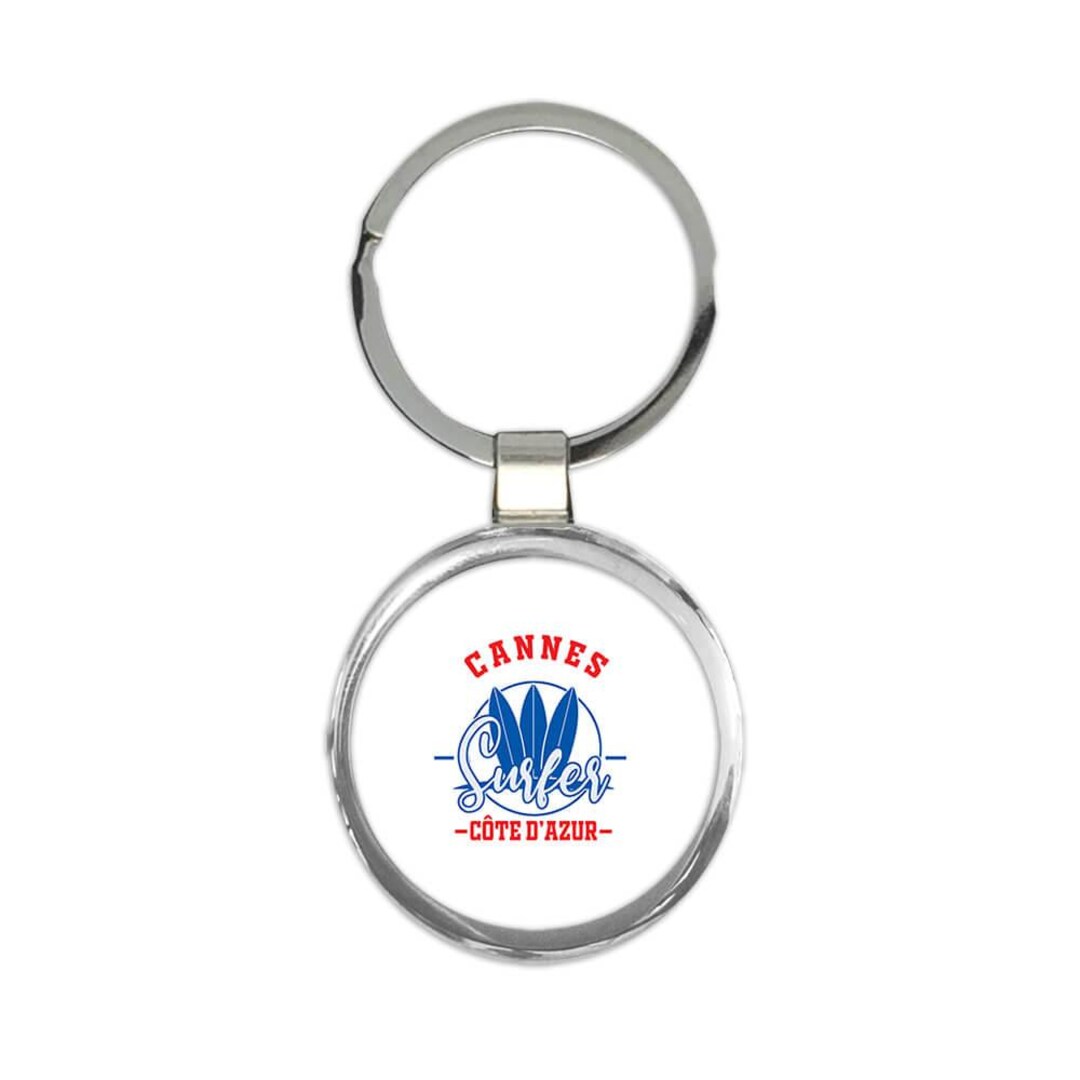 Cannes Surfer Cote D Azur Gift Round Keychain Tropical Beach Travel ...