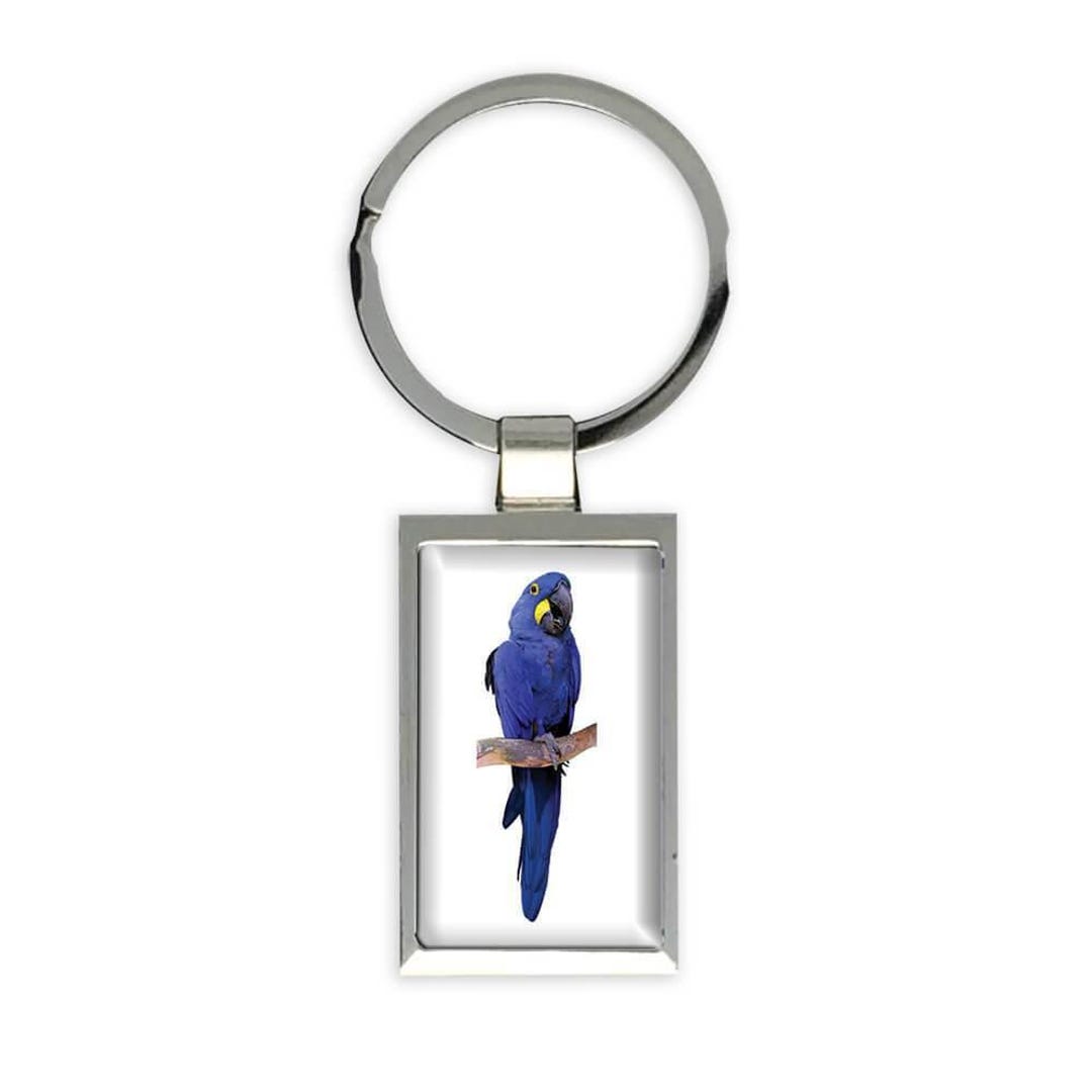 Blue Parrot Gift Rectangular Keychain Bird Macaw Exotic Animal Nature ...