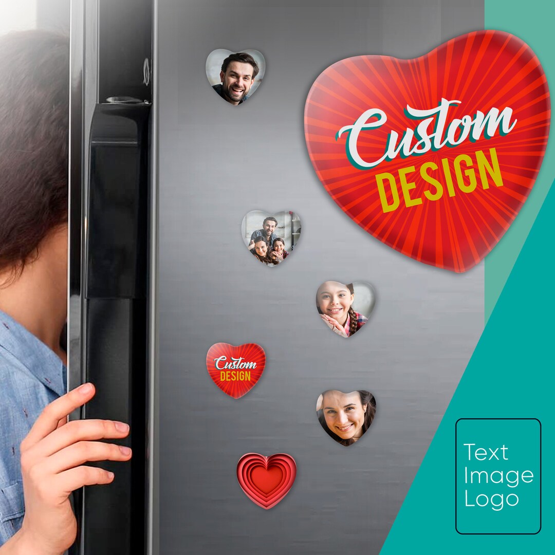 Custom Heart Ceramic Magnets, Personalized Photo Fridge Decor - Etsy