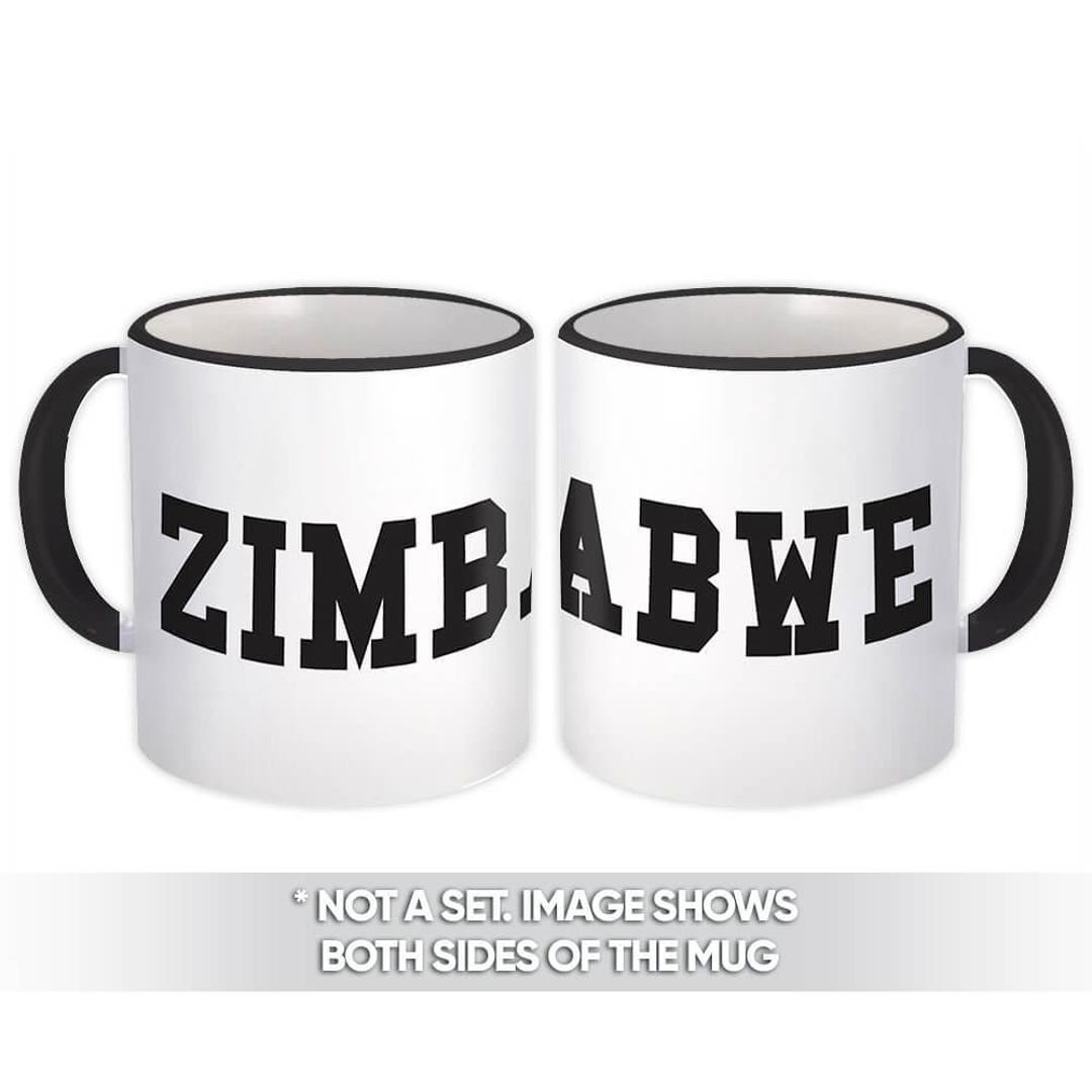 Zimbabwe Mug Gift Flag College Script Calligraphy Country Zimbabwean ...