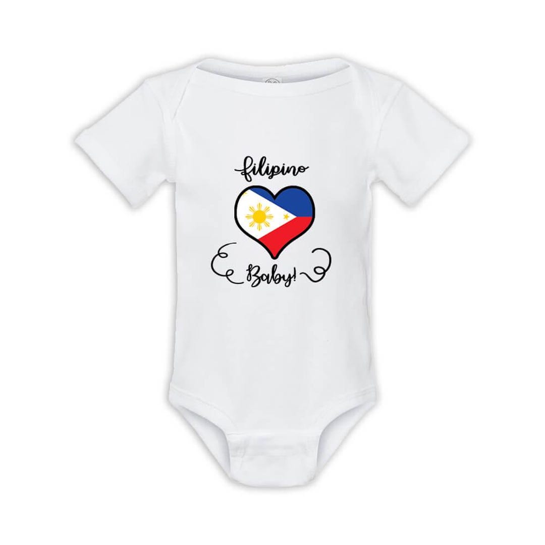 Filipino Baby Heart Flag Philippines Baby Bodysuit Gift Country Name ...