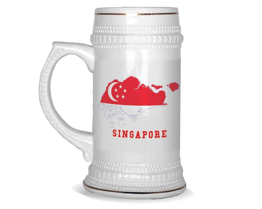 Singapore MAP Flag Ceramic Beer Stein Gift Singaporean Epat Country ...
