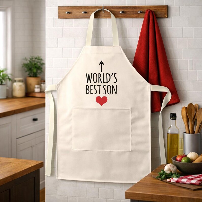 Worlds Best COOK Apron Gift Heart Love Family Work Christmas Birthday ...