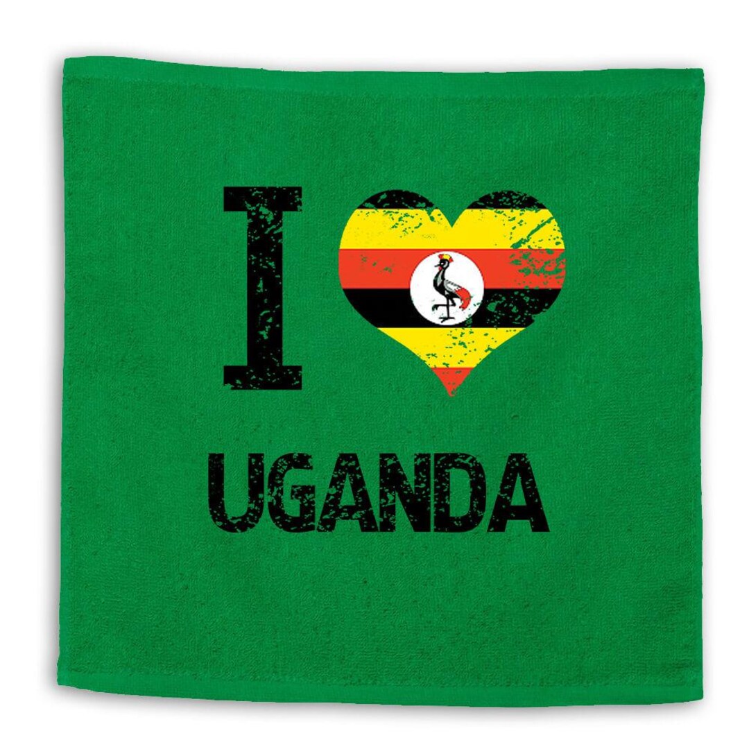 I Love Uganda Rally Towel Cotton Square Gift Heart Flag Country Crest ...