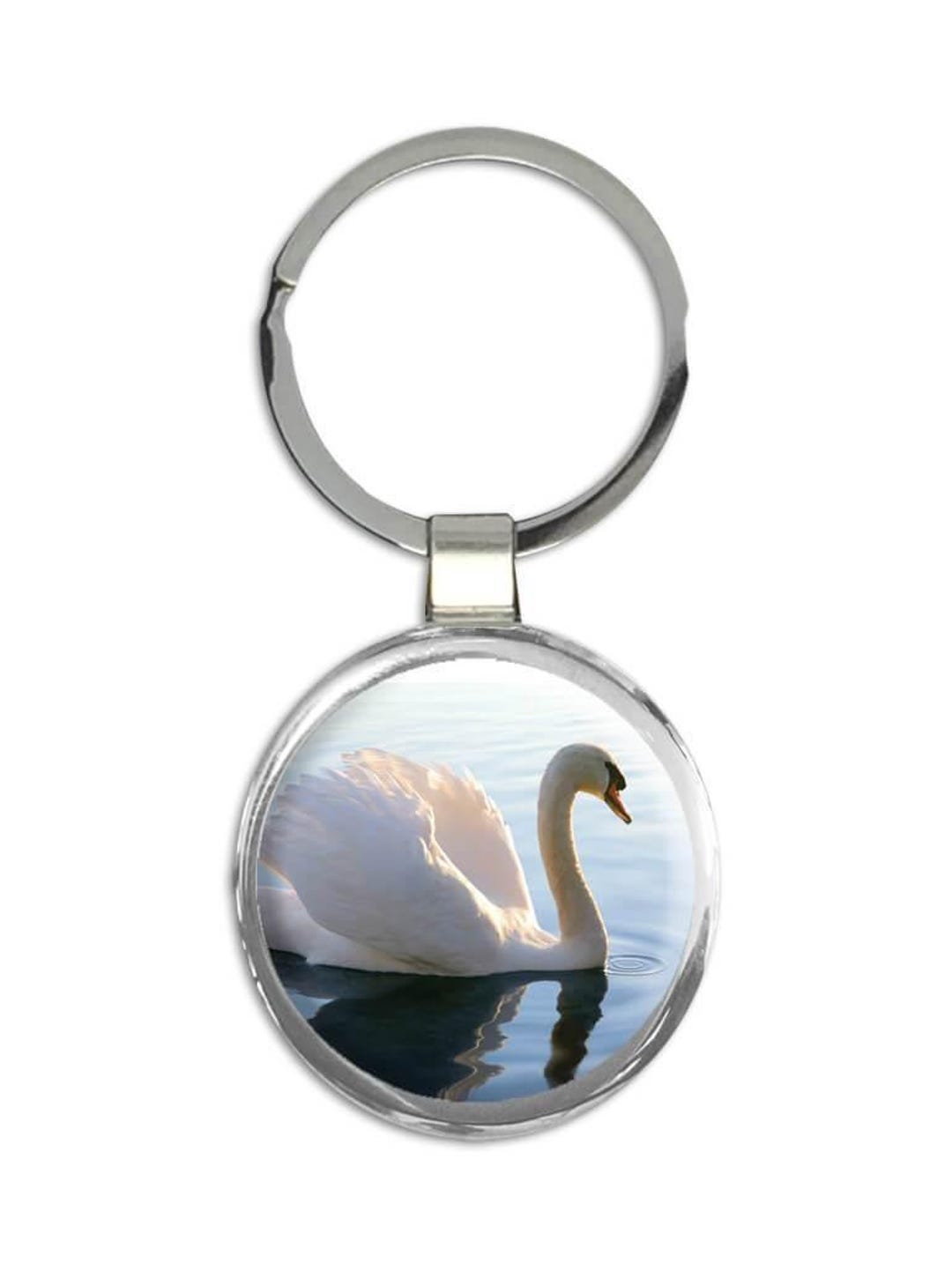 Swan Gift Round Keychain Bird Animals Cute Wedding Nature Valentines ...