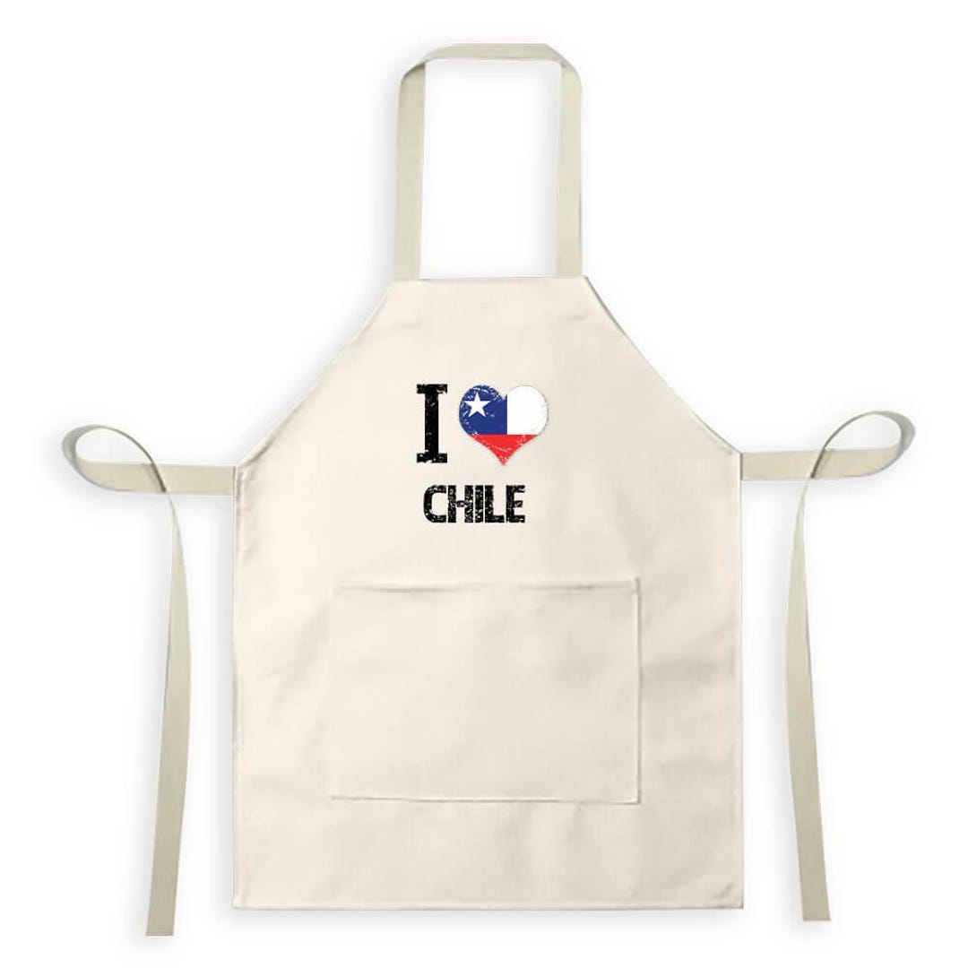 I Love Chile Linen Apron Gift Heart Flag Country Crest Chilean Expat - Etsy