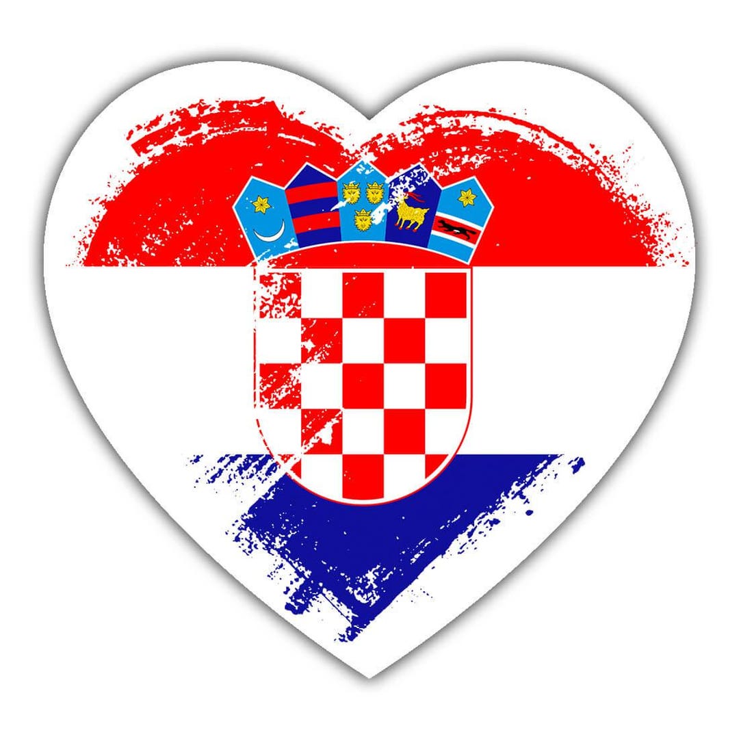 Croatian Heart Sticker Gift Croatia Country Expat Flag Patriotic Flags ...