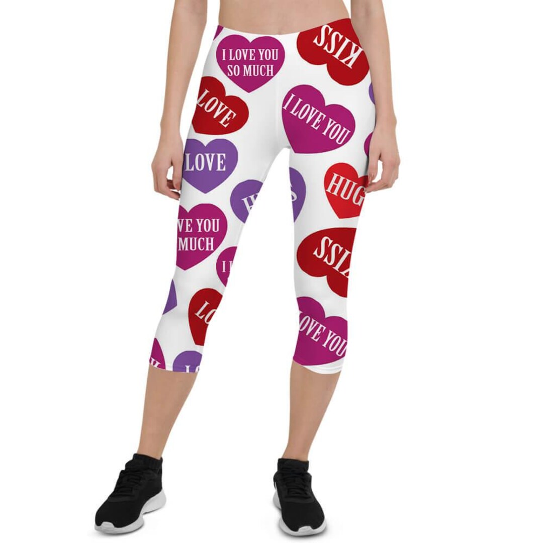 Scattered Valentines Day Candy Hearts: Capri Leggings Gift Vibrant and ...