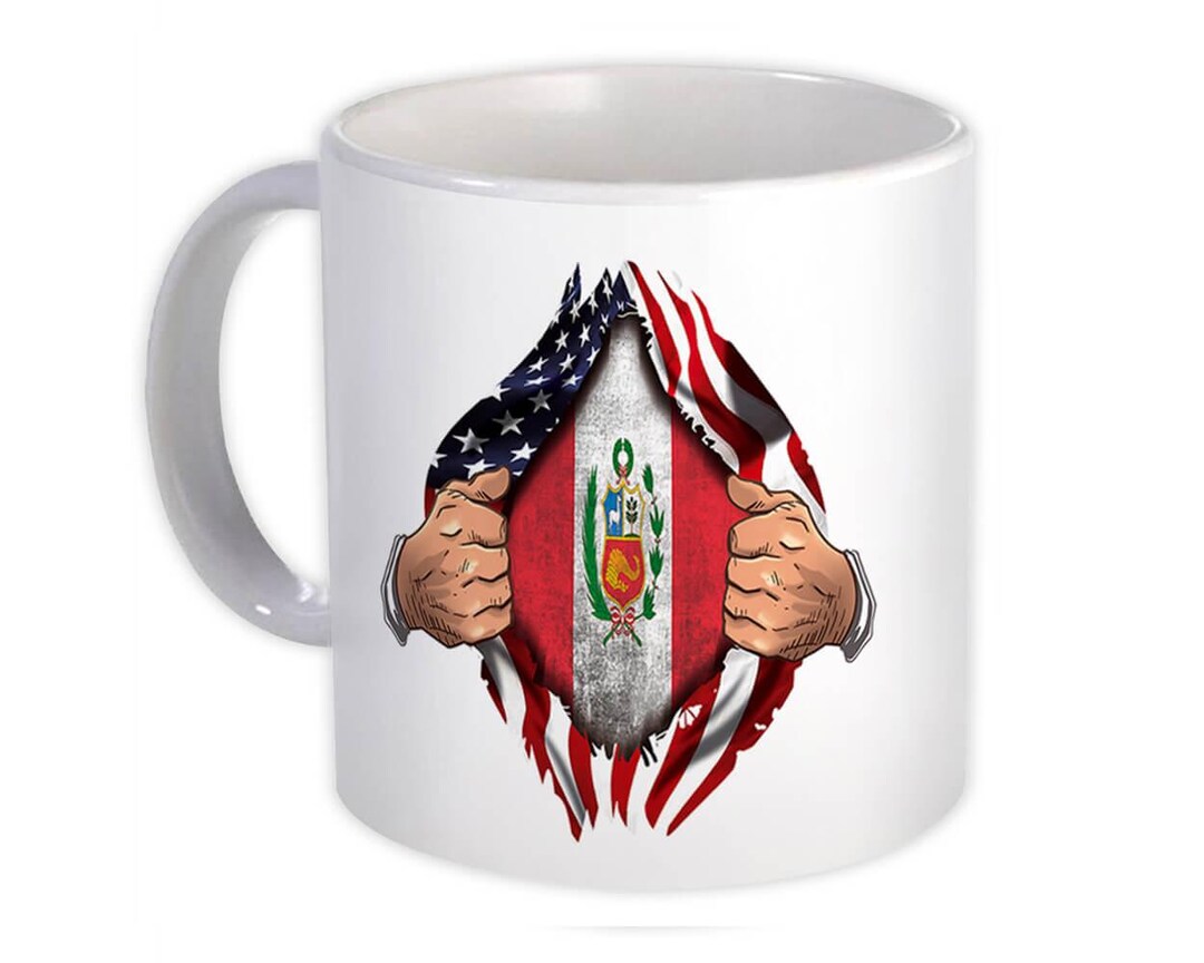 Peru Mug Gift Flag USA Chest American Peruvian Expat Country - Etsy