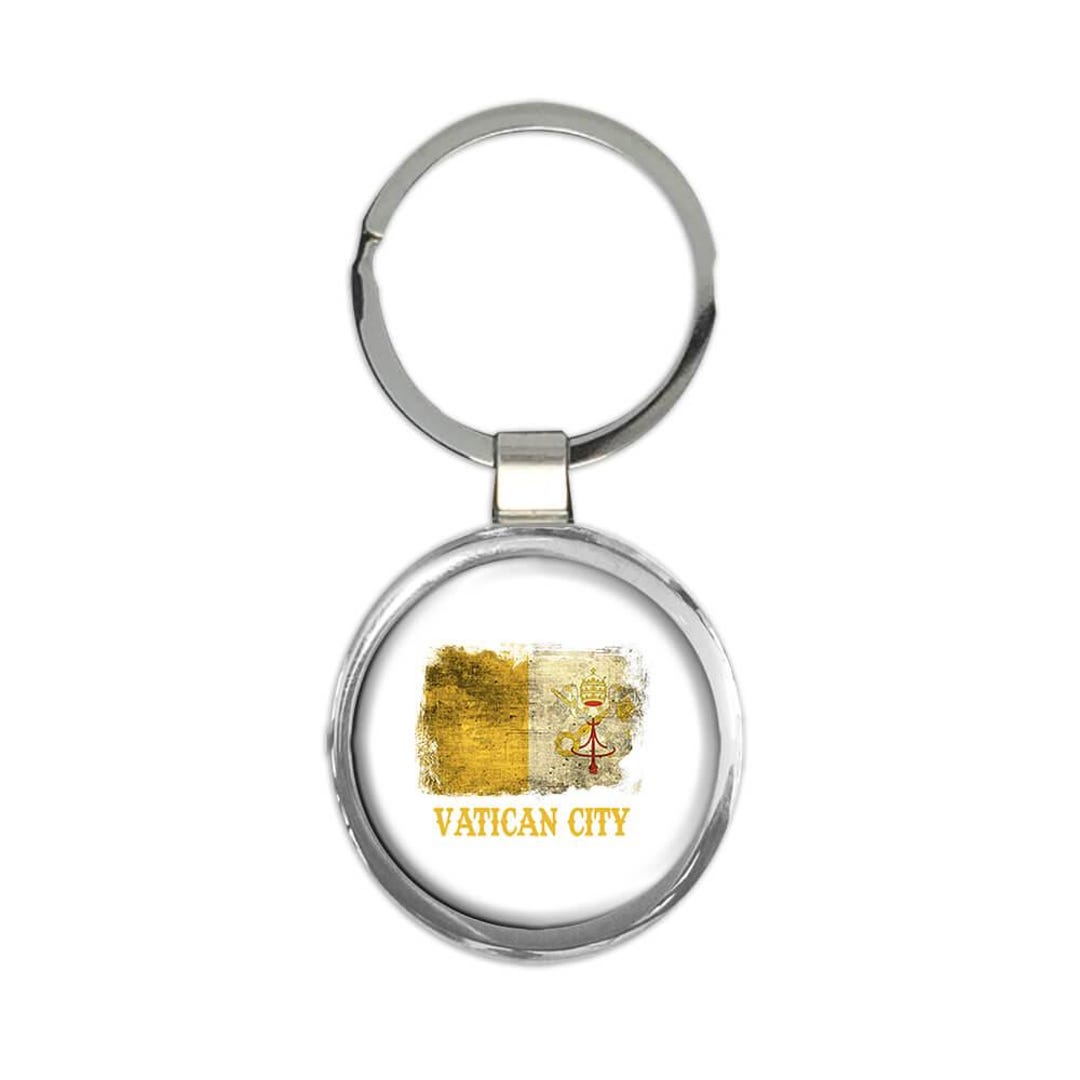 Vatican City Flag Gift Round Keychain Rome Italy Catholic Church Pope ...
