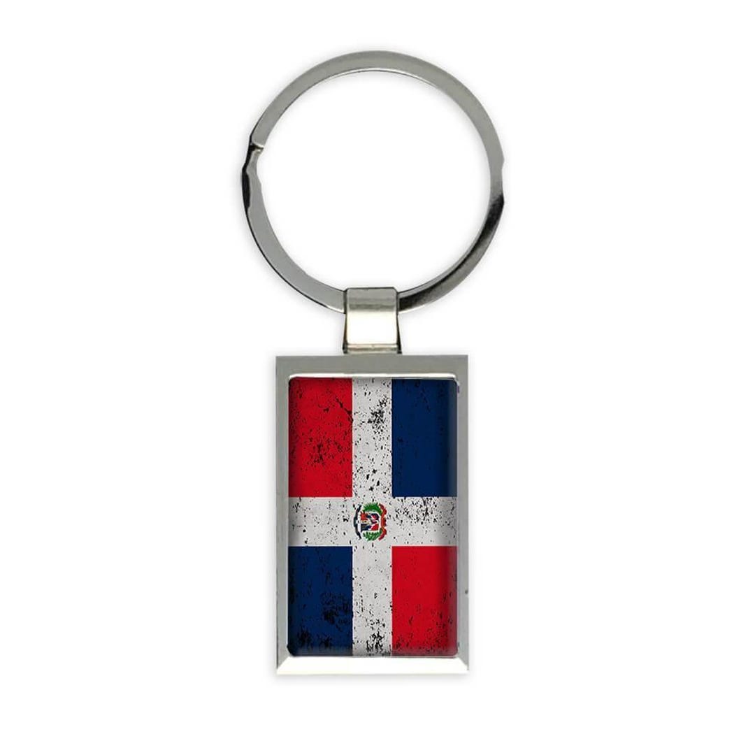 Dominican Republic Gift Rectangular Keychain Flag Retro Artistic ...