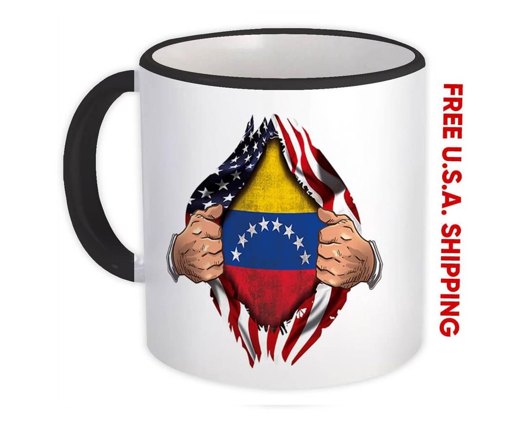 Venezuela Mug Gift Flag USA Chest American Venezuelan Expat Country - Etsy