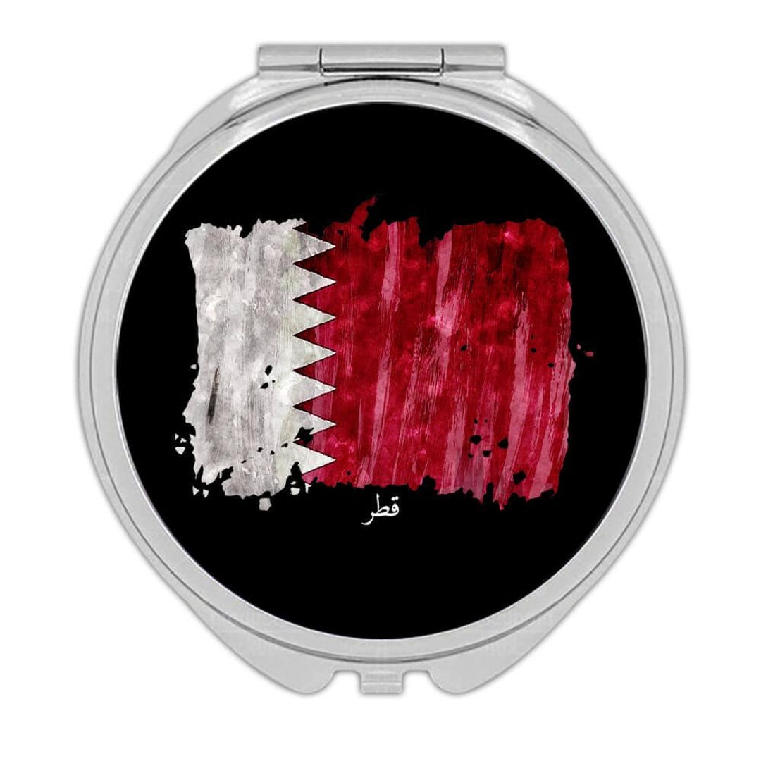 Qatar Flag Compact Mirror Gift Country Name Original - Etsy