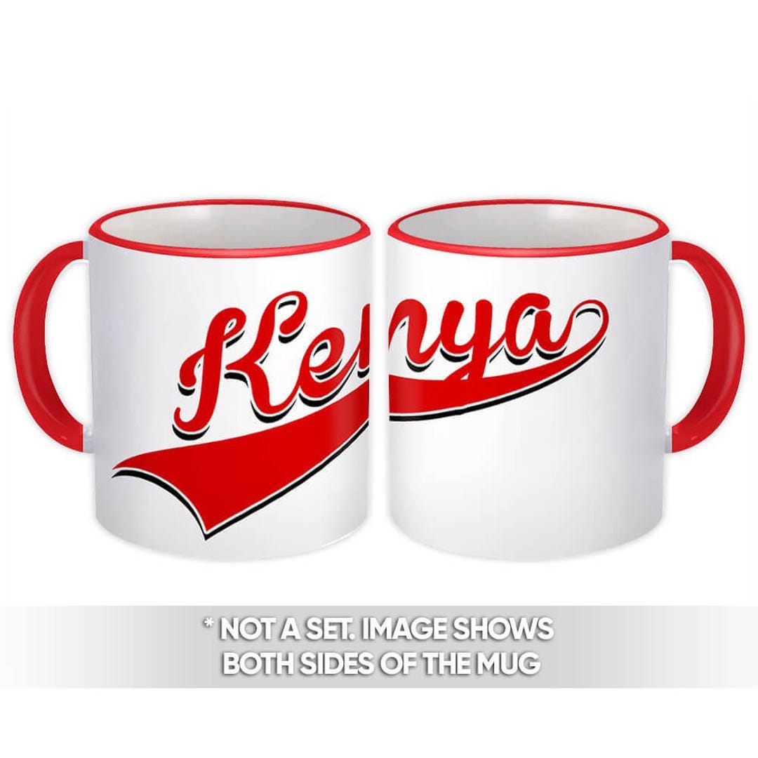 Country of Kenya Mug Gift Flag Varsity Script Baseball Beisbol Country ...