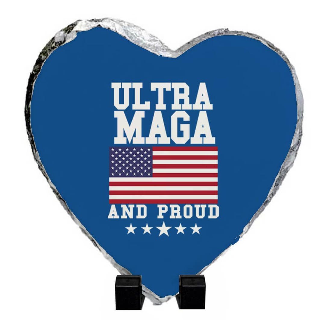 Ultra MAGA and Proud Heart Photo Slate Gift Funny Humor Art Print USA ...