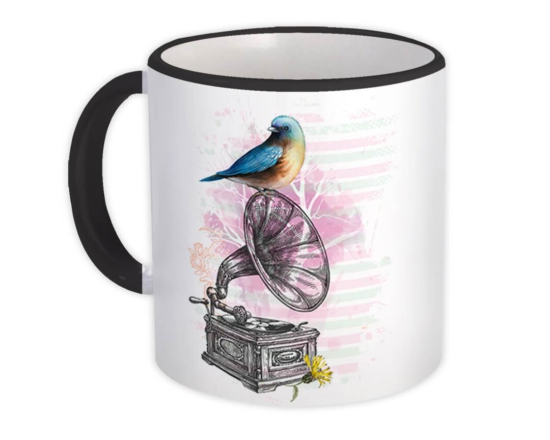 Bird Vinyl Player Vintage Mug Gift Cute Decor Ecology Nature Aviary - Etsy