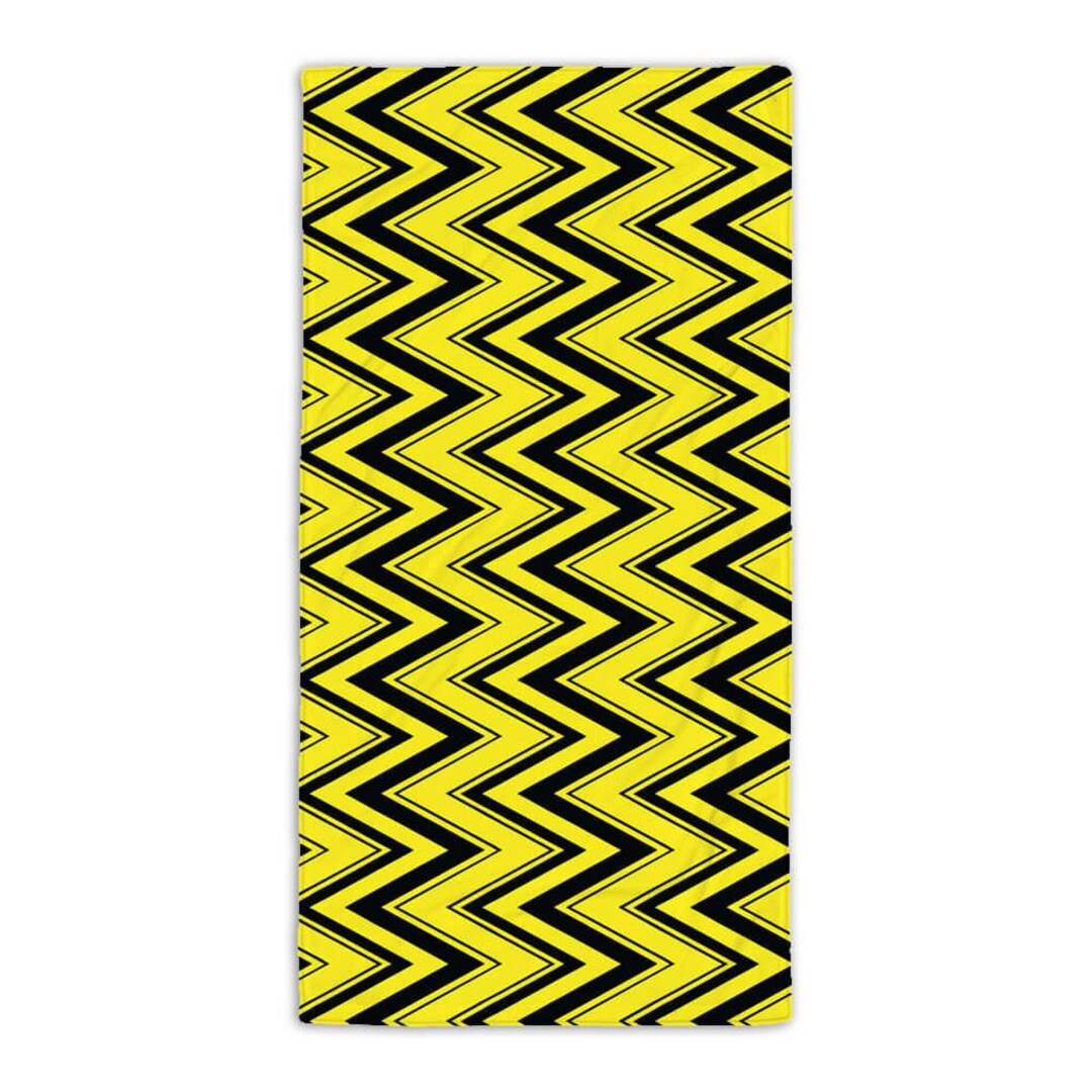 Abstract Chevron Black and Yellow Beach Towel Gift Pattern - Etsy