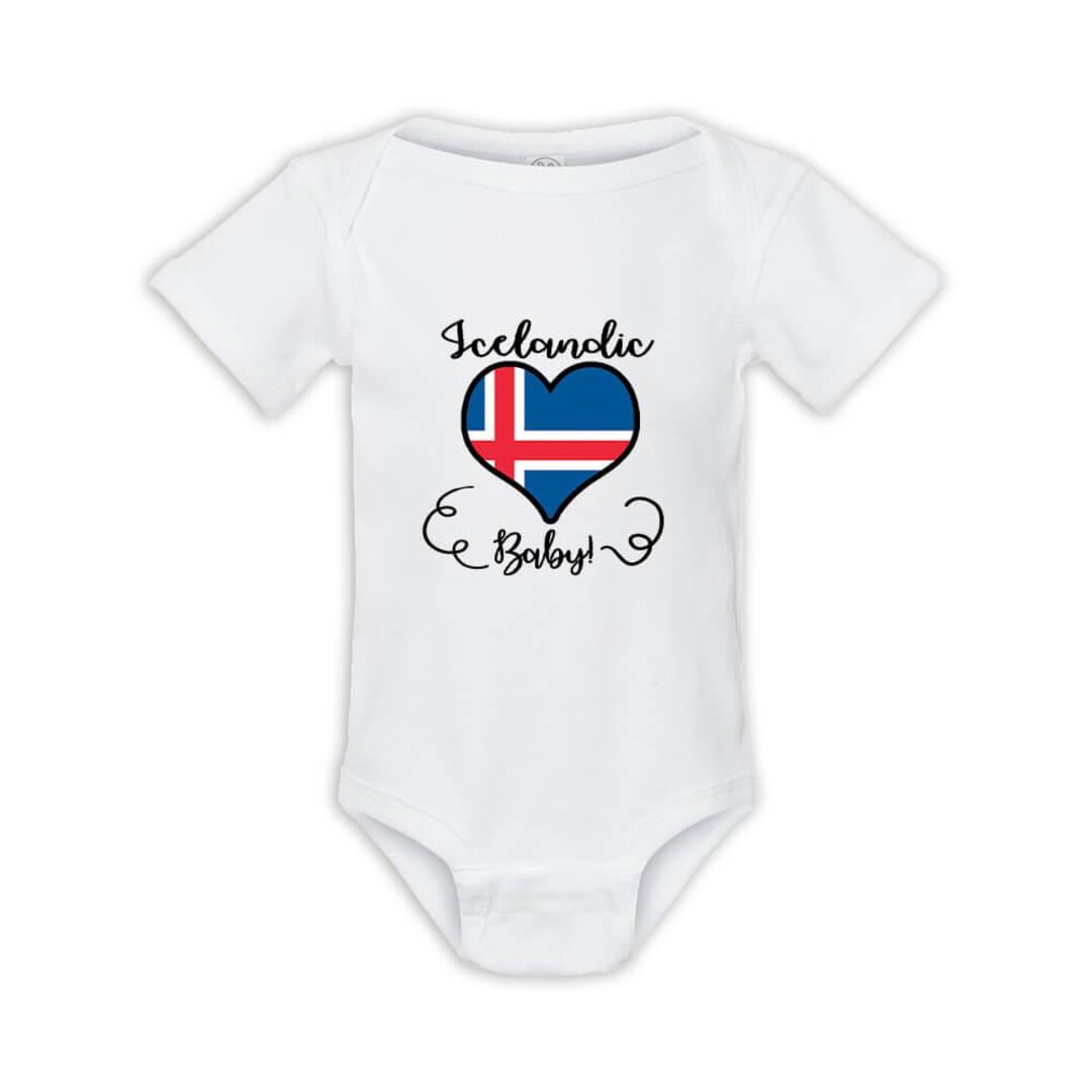 Personalized Icelandic Baby Bodysuit Heart Flag Iceland Country Name ...