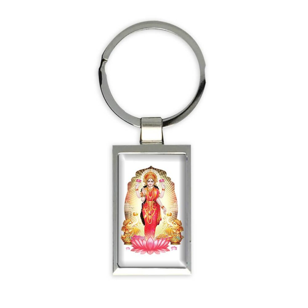 Lakshmi Gift Rectangular Keychain Vintage Style Indian Hindu Goddess ...