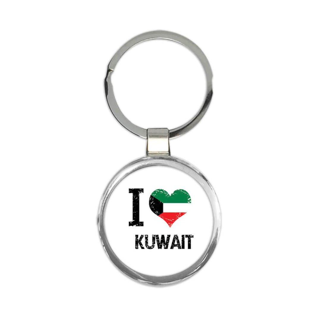 I Love Kuwait Gift Round Keychain Heart Flag Country Crest Kuwaiti ...