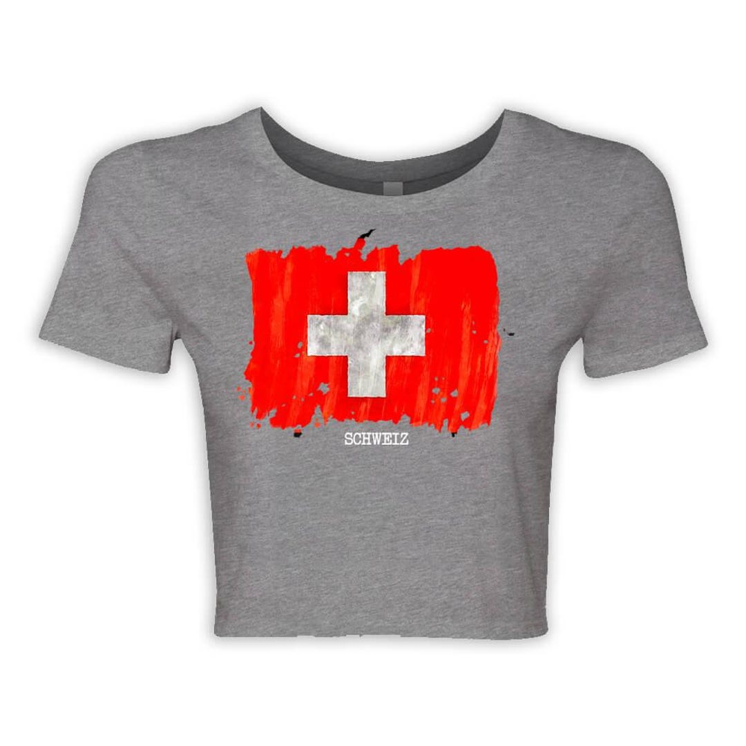 Switzerland Flag Women Crop Tee Gift Country Name Original Extra - Etsy