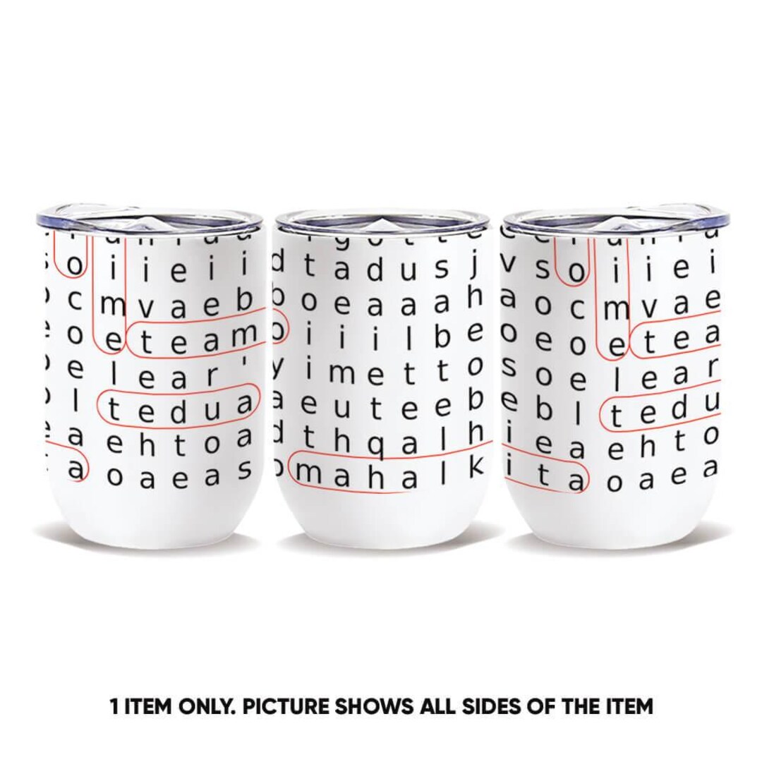 Crossword Puzzle Pattern Wine Tumbler Gift Romantic Love You Valentines ...