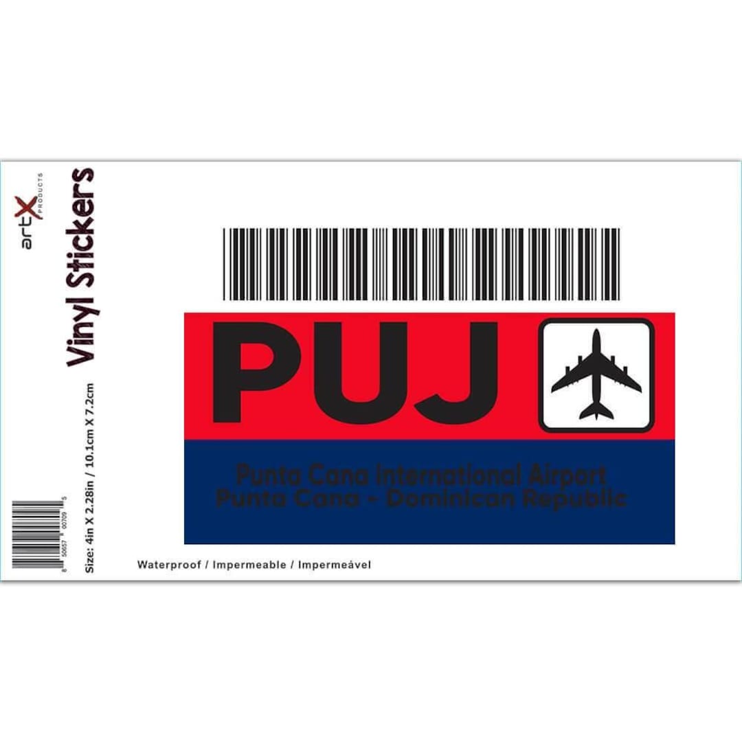 Dominican Republic Punta Cana Airport PUJ Sticker Gift Travel Airline ...