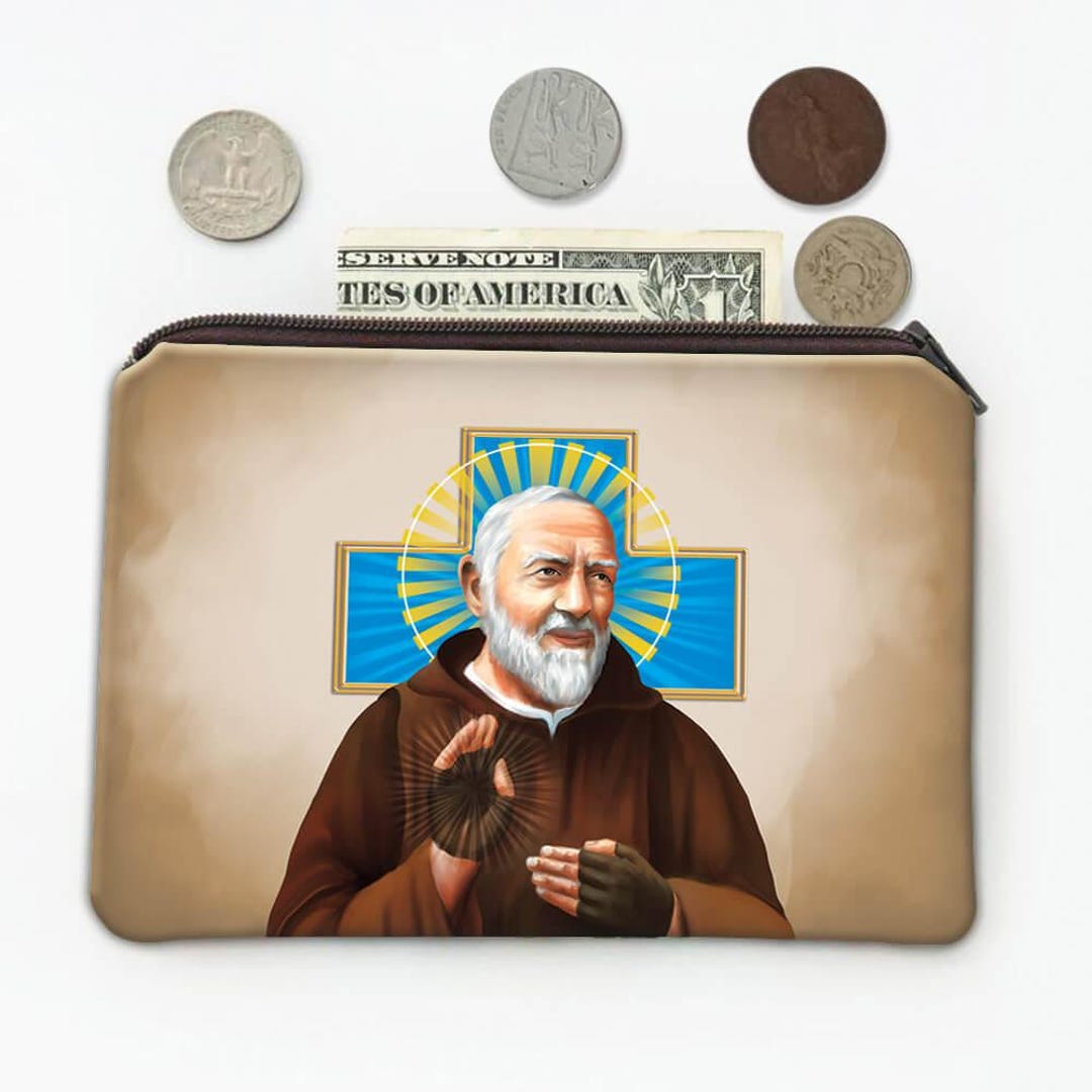 Saint Pio of Pietrelcina Cross Coin Purse Gift Padre Pio Catholic ...