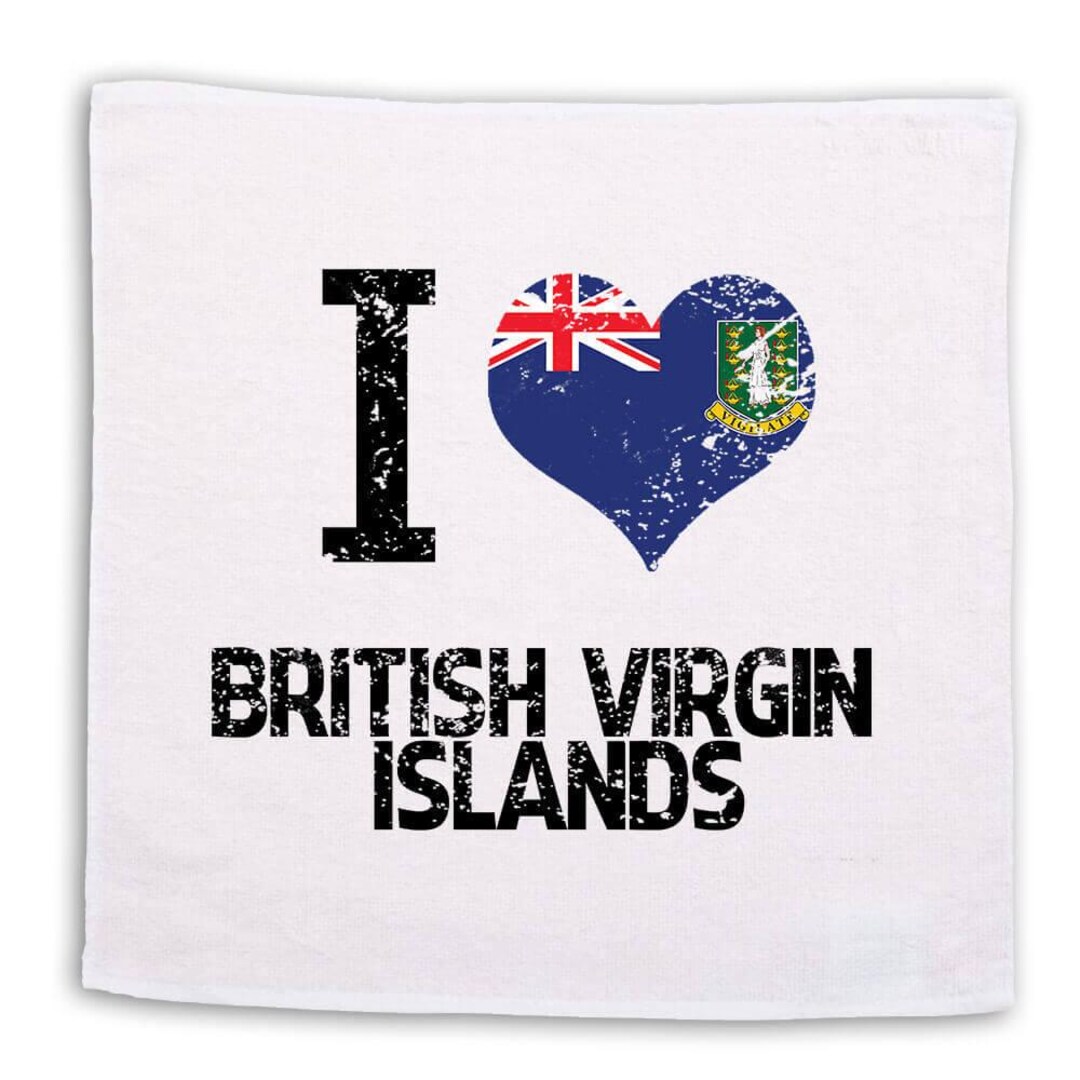 I Love British Virgin Islands Rally Towel Cotton Square Gift Heart Flag ...
