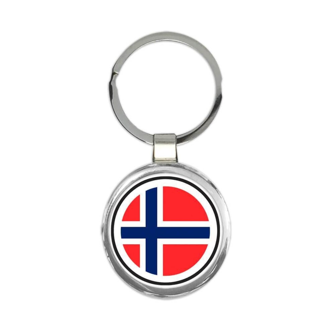 Norway Gift Round Keychain Flag Never Underestimate the Power Norwegian ...