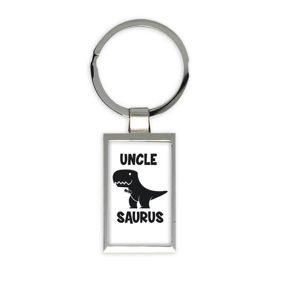 UNCLE Saurus Gift Rectangular Keychain Birthday Dinosaur T Rex Cute ...